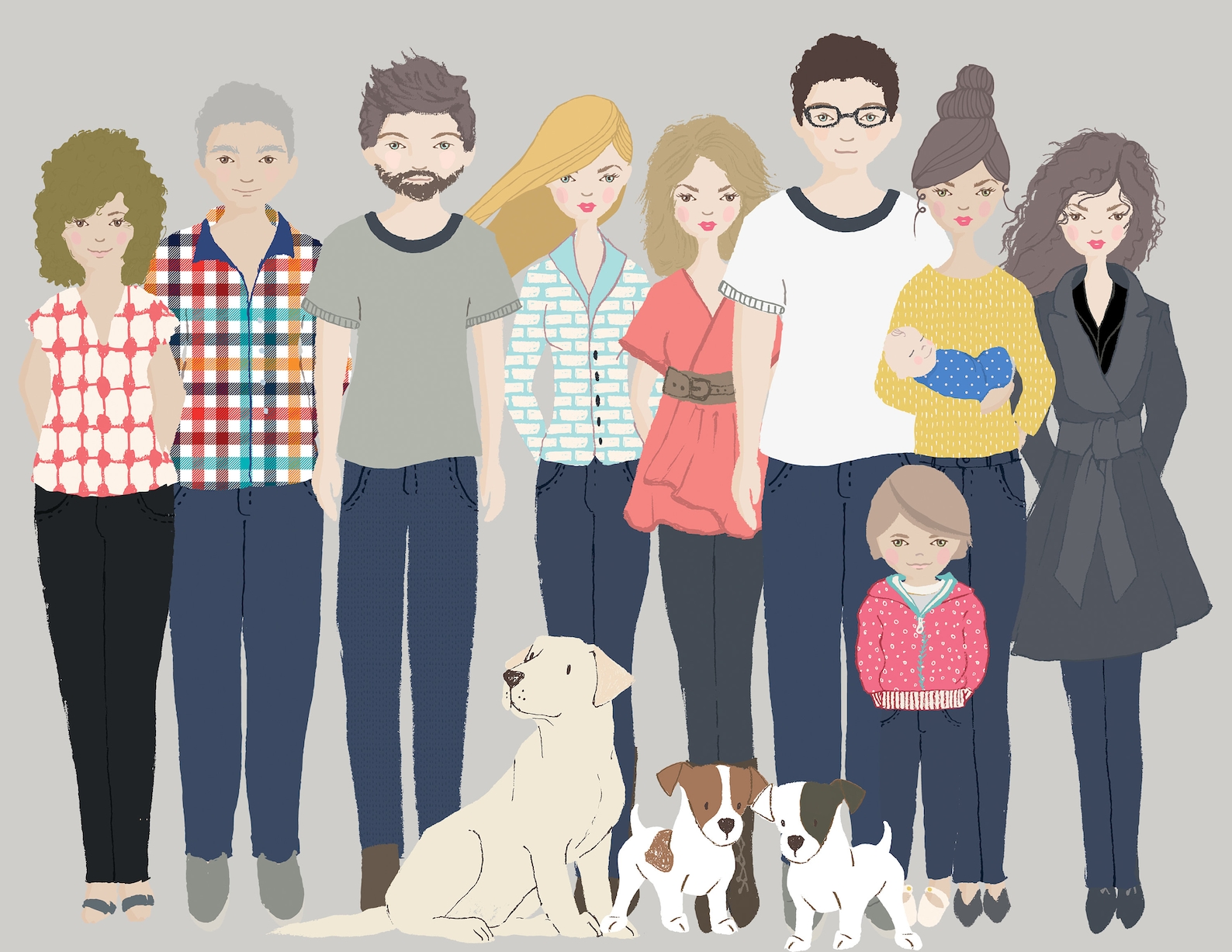Custom Digital Family Portrait Drawing Illustration Family - Etsy