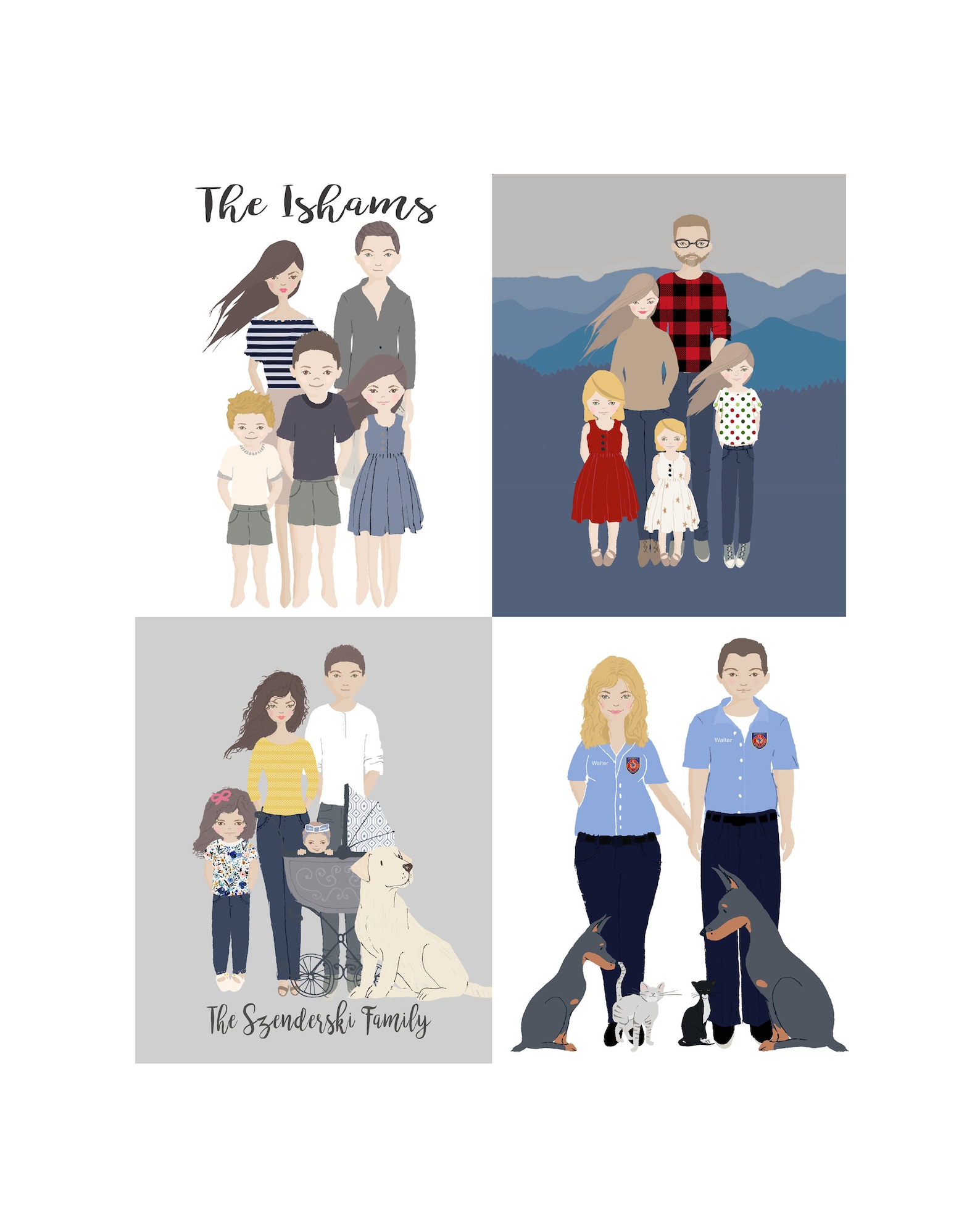 Custom Digital Family Portrait Drawing Illustration Family - Etsy Canada