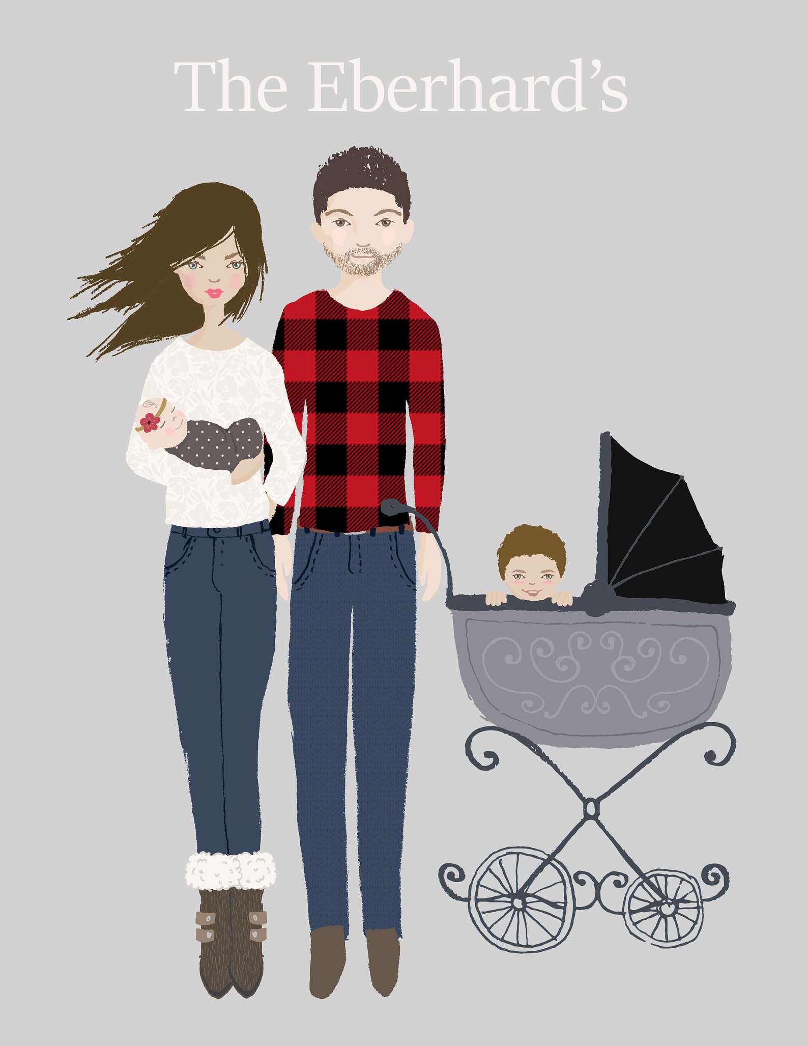 Custom Family Portrait Drawing, Family Portrait Illustration Digital ...