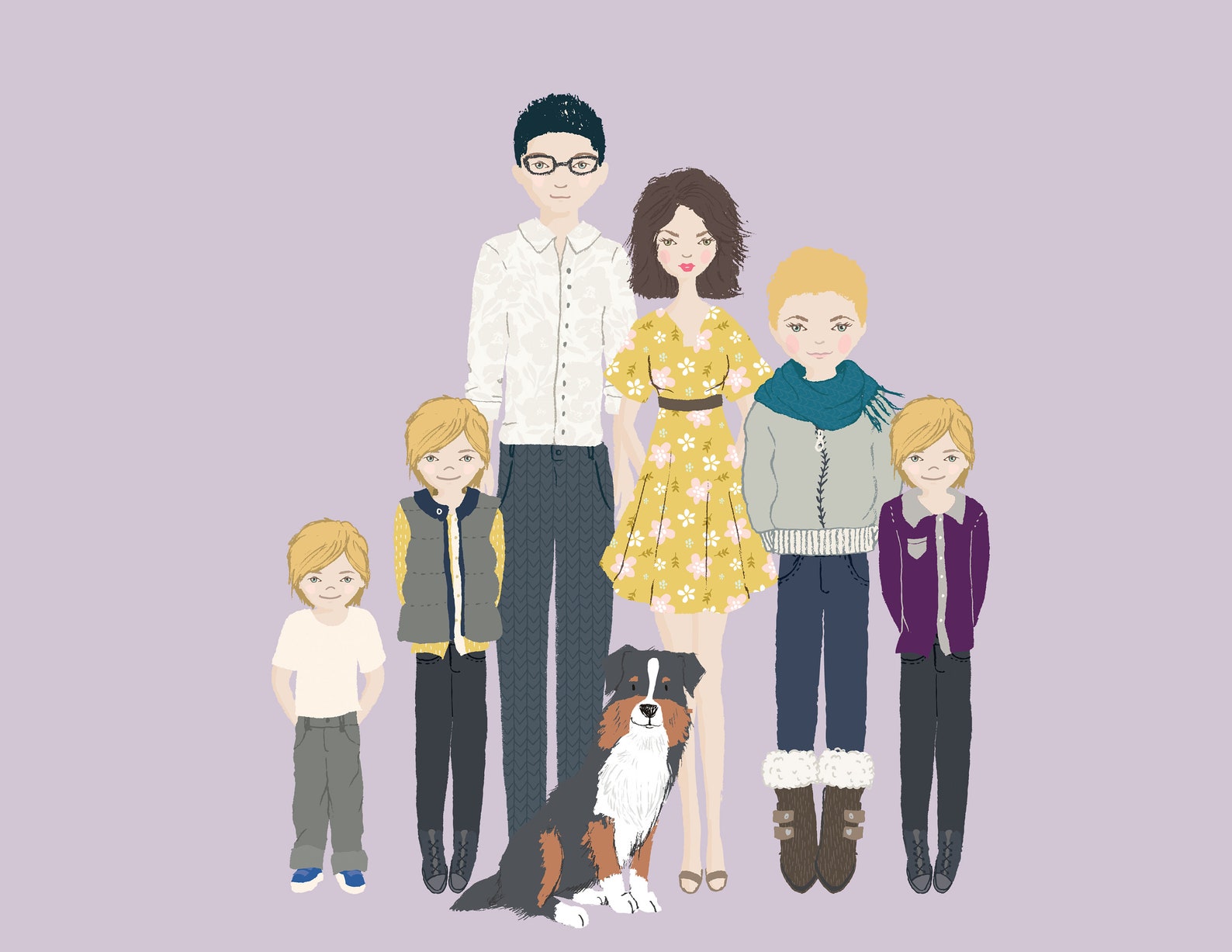 Custom Digital Family Portrait Drawing Illustration Family - Etsy