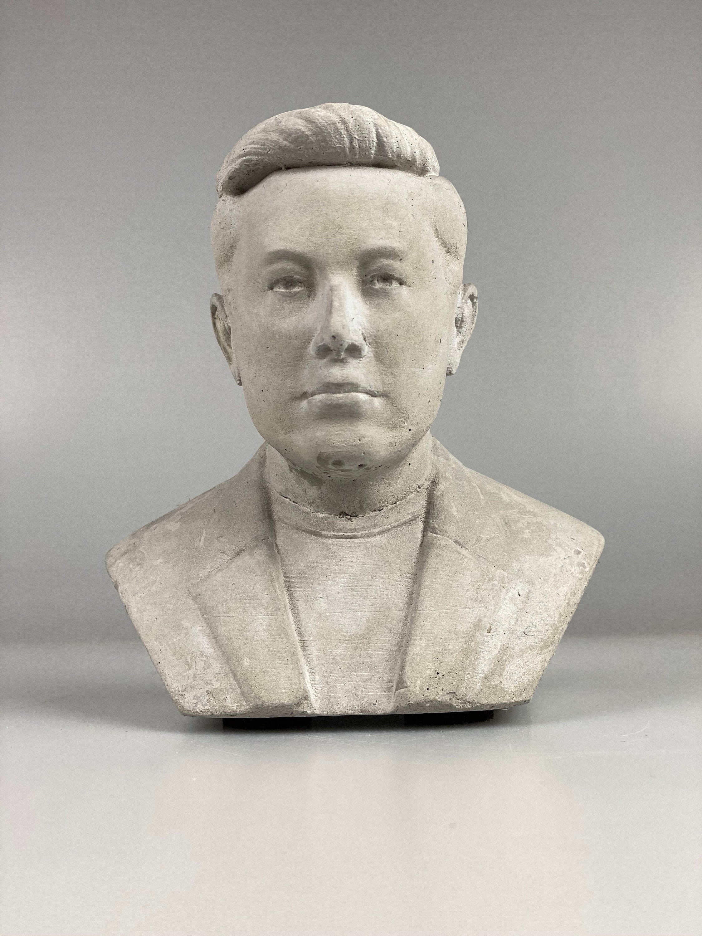 ELON MUSK Concrete Bust Tesla Spacex Entrepreneur | Etsy