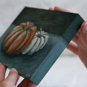 ORIGINAL Mini Pumpkin Art, Moody Fall Art, Small White Pumpkin Art, 5x7 ...