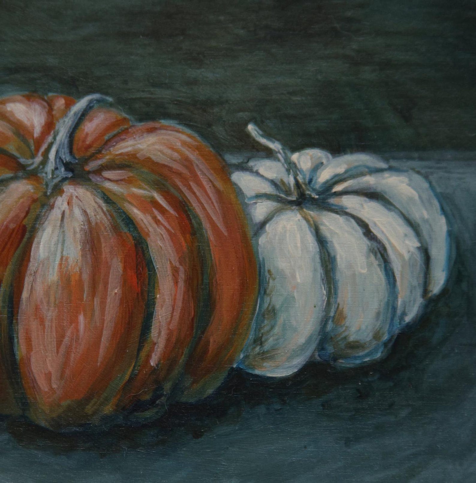 ORIGINAL Mini Pumpkin Art, Moody Fall Art, Small White Pumpkin Art, 5x7 ...