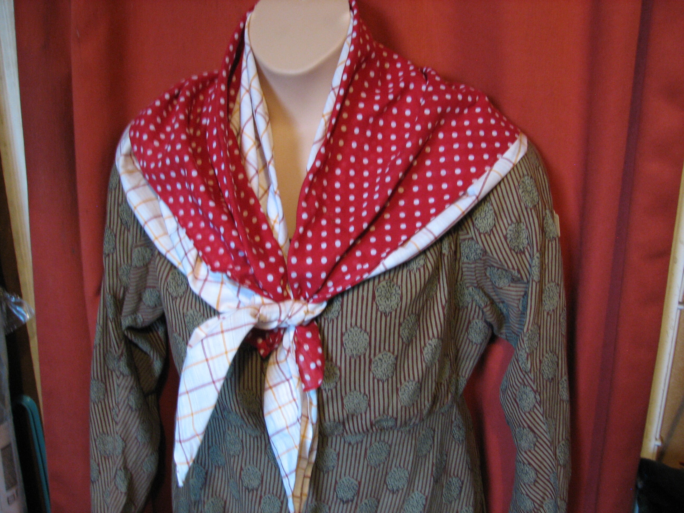 Handkerchief, Late 17th, 18th 19th Century Re-enactment, White With Red ...