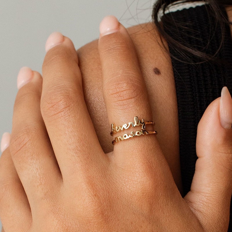 Cursive Name Ring - Etsy