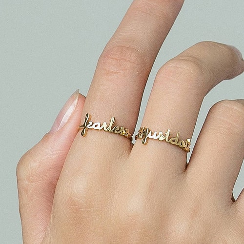 Custom Name Ring Personalized Stacking Ring Skinny - Etsy