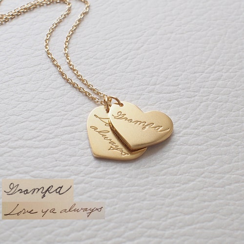Actual Handwriting Heart Necklace Personalized Signature - Etsy