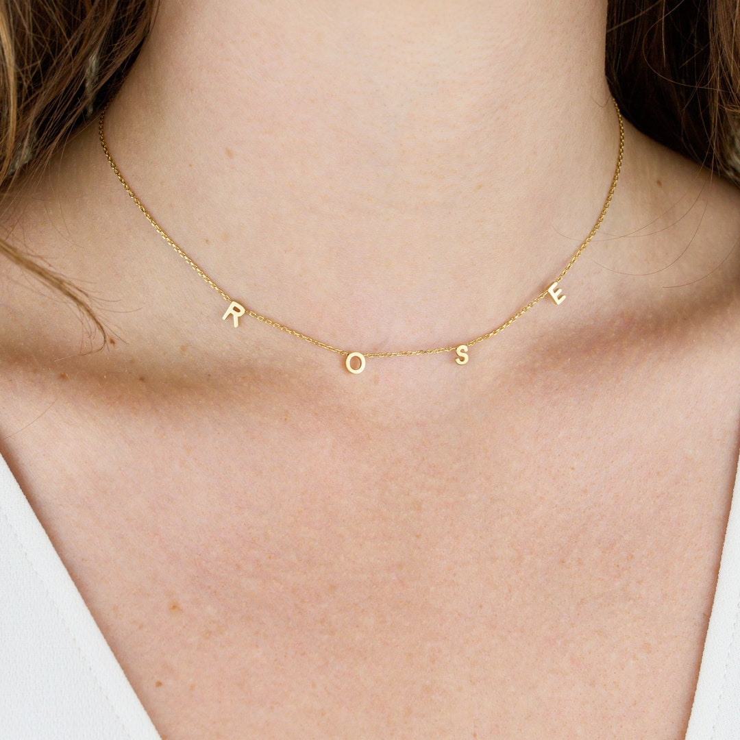Dainty Custom Letter Necklace Letter Choker Necklace Personalized Name ...