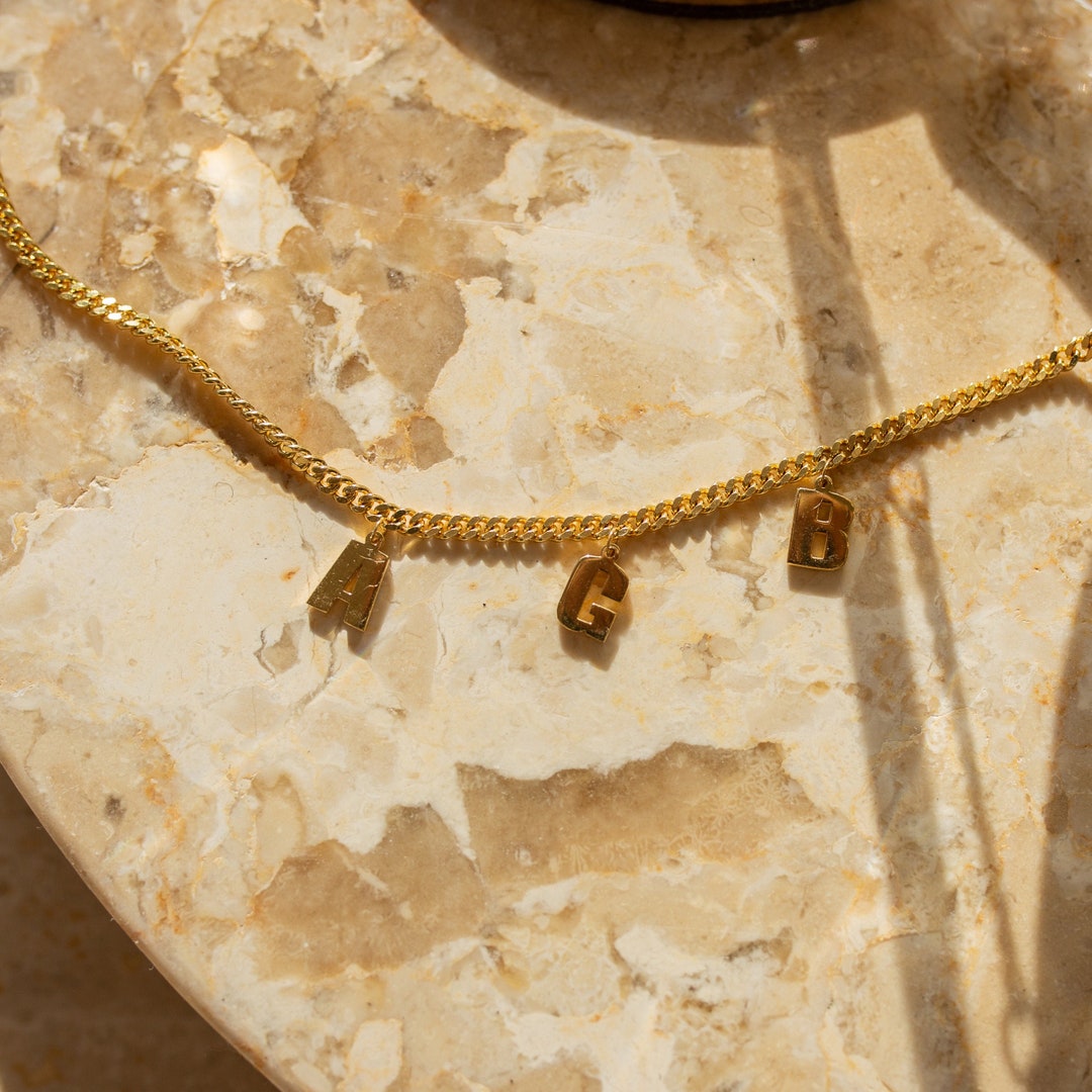 Curb Chain Letter Necklace Initial Necklace Personalized - Etsy