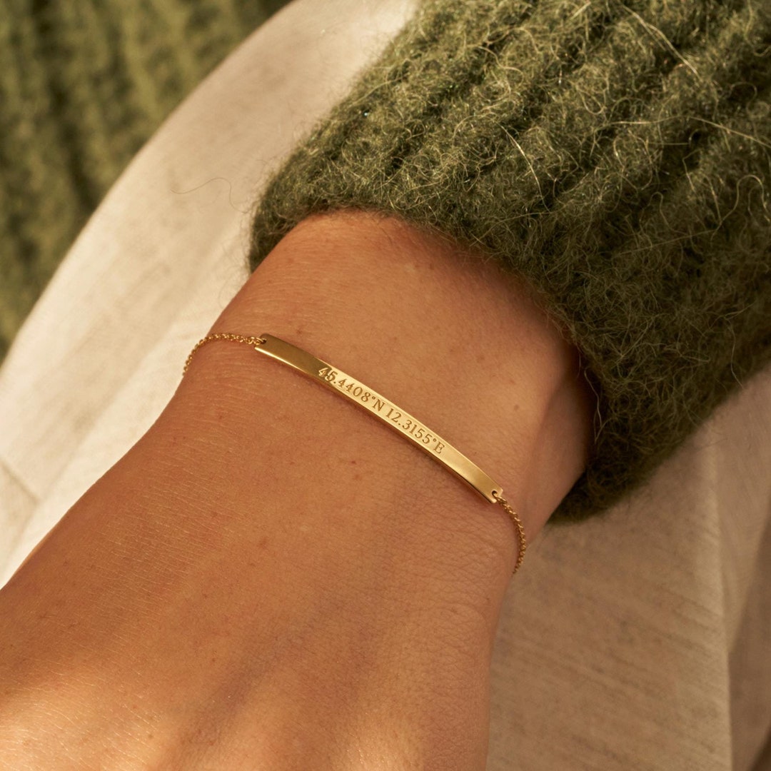 Custom Coordinates Bracelet by Gracepersonalized - Engraved Coordinates ...