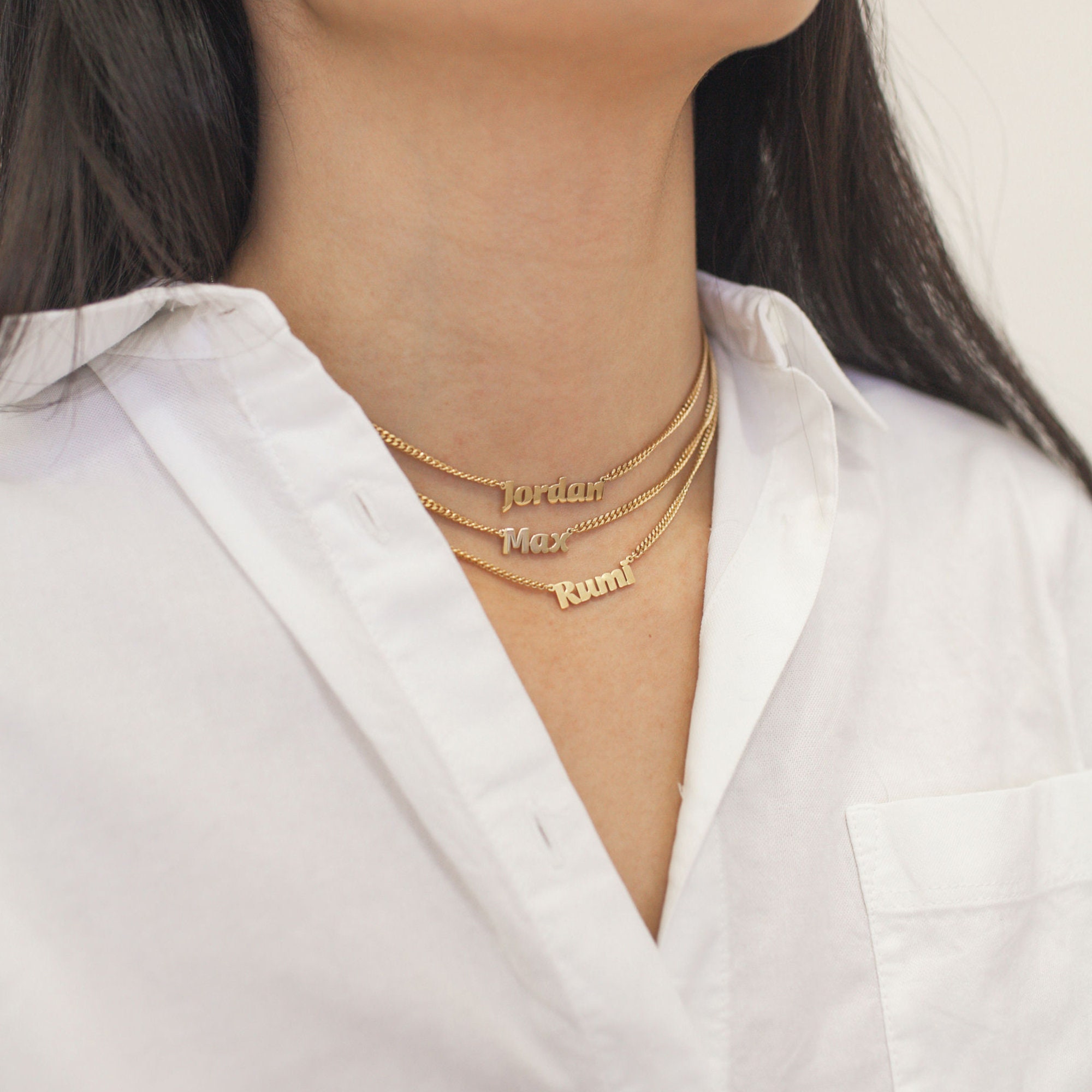 Custom Name Necklace With Bold Curb Chain Personalized Name - Etsy UK