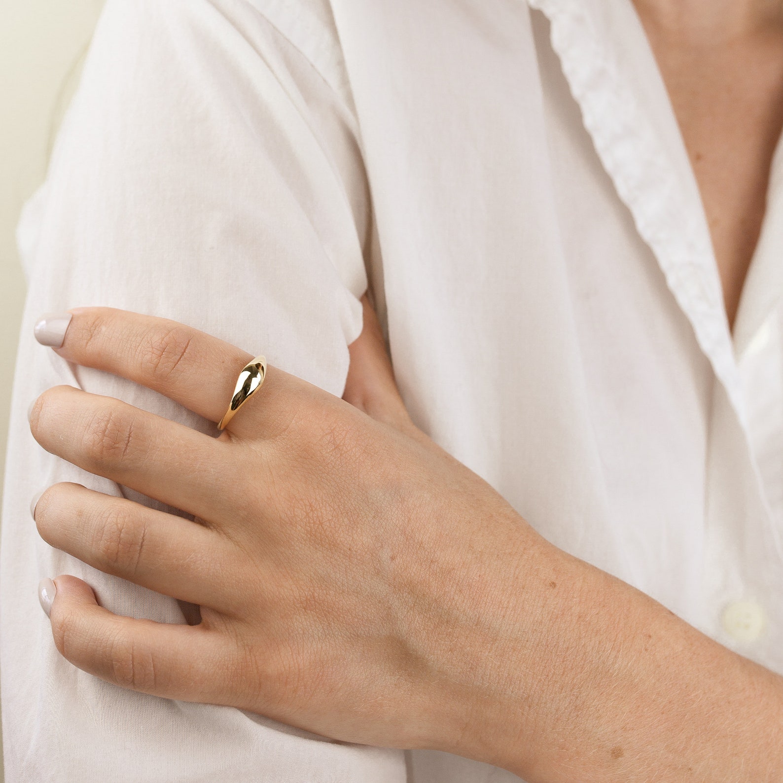 Curve Ring I Minimal Gold Rings Pinky Ring Simple Gold | Etsy