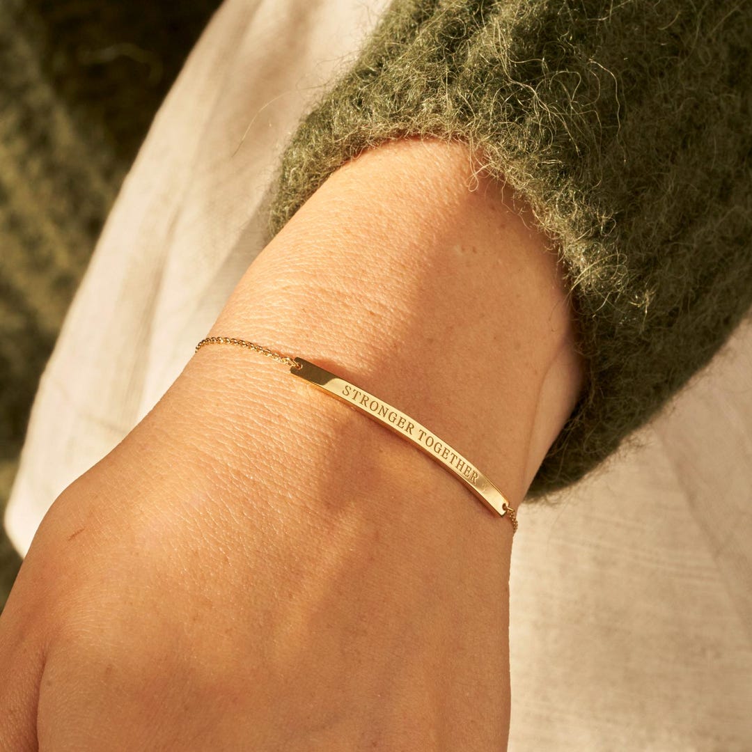 Engraved Affirmation Bar Bracelet by Gracepersonalized - Custom Message ...