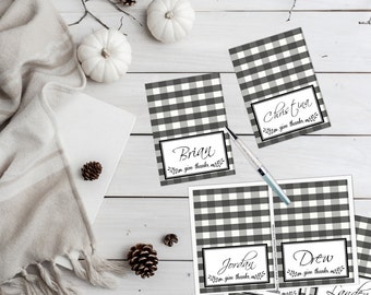 Printable Buffalo Plaid Give Thanks Tent Cards Printable | Etsy