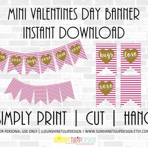 Printable MINI Valentines Day Banner Valentines Gift Tags - Etsy