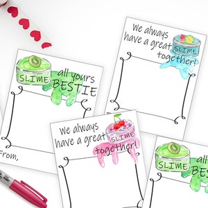 Printable Slime Valentines Cards, Kid's Valentine's Cards, Instant ...