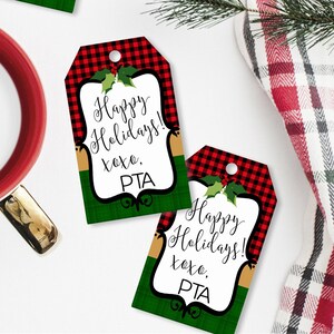 Printable Holiday PTA Tags, Christmas PTA Gift Tags, Printable Teacher ...