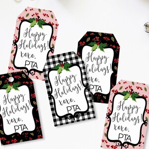 Printable Holiday PTA Tags, Christmas PTA Gift Tags, Printable Teacher ...