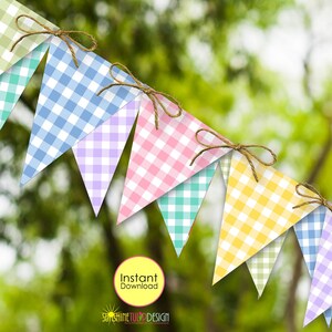 Printable Buffalo Plaid Banner | Pastel Buffalo Plaid Banner | Pastel ...