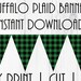 Printable Buffalo Plaid Banner, Plain Green and Black Buffalo Check ...