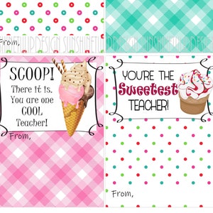 Teacher Appreciation Printable Tags, Printable Ice Cream Gift Card Tags ...