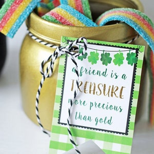 Printable St Patrick's Day Gift Tags | A Friend is a Treasure Gift Tags ...
