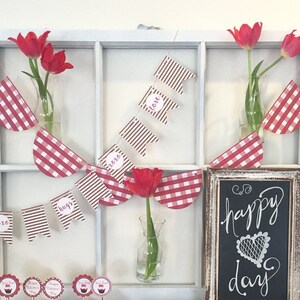 Printable Buffalo Plaid Bunting Banner, Printable Red Buffalo Plaid ...