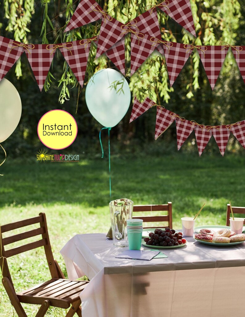 Printable Buffalo Plaid Banner | Burgandy Buffalo Plaid Banner | Rustic ...