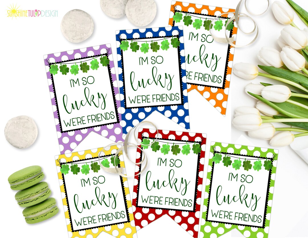 Printable St Patrick's Day Gift Tags, I'm so Lucky We're Friends Gift ...