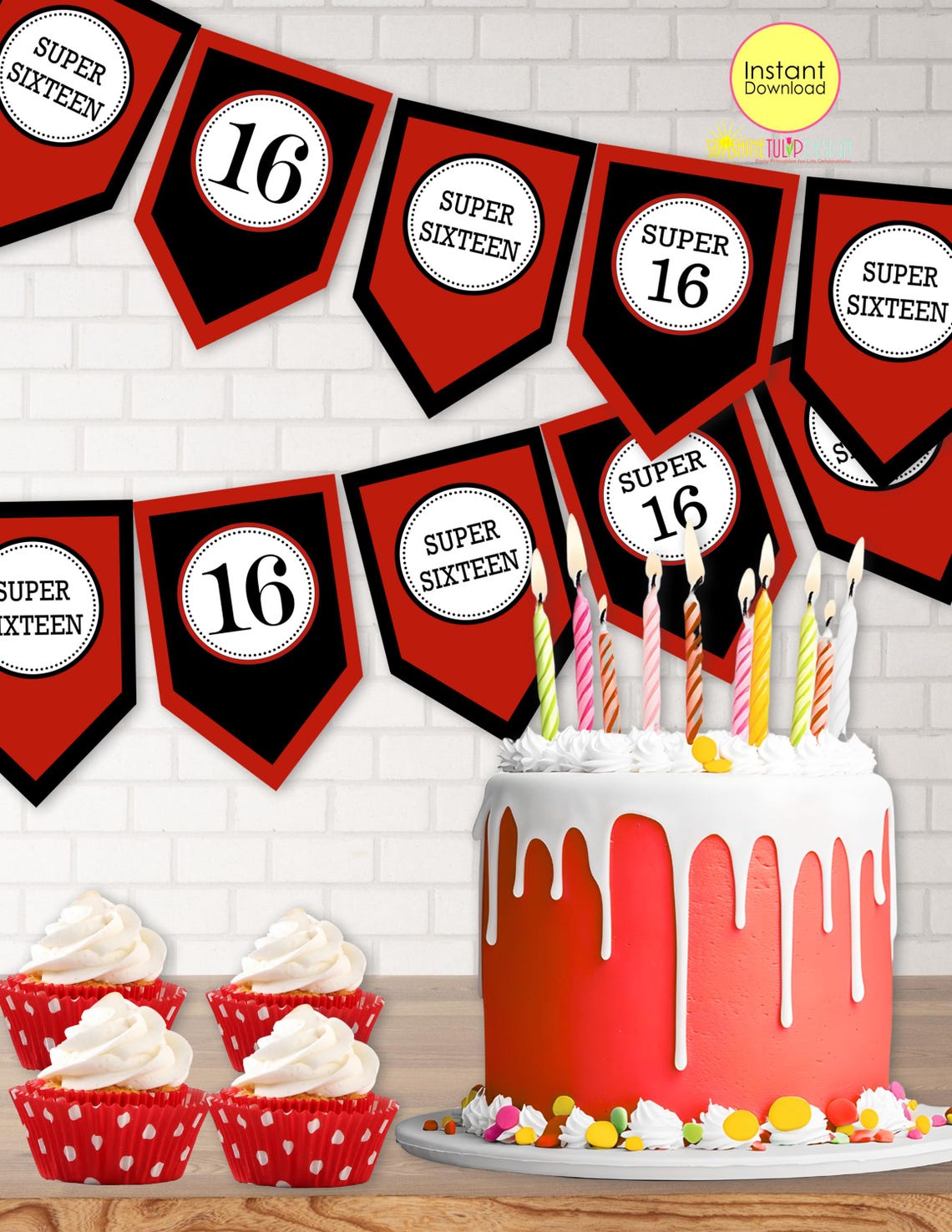 Printable Super 16 Birthday Banner | Super Sixteen Birthday Banner ...