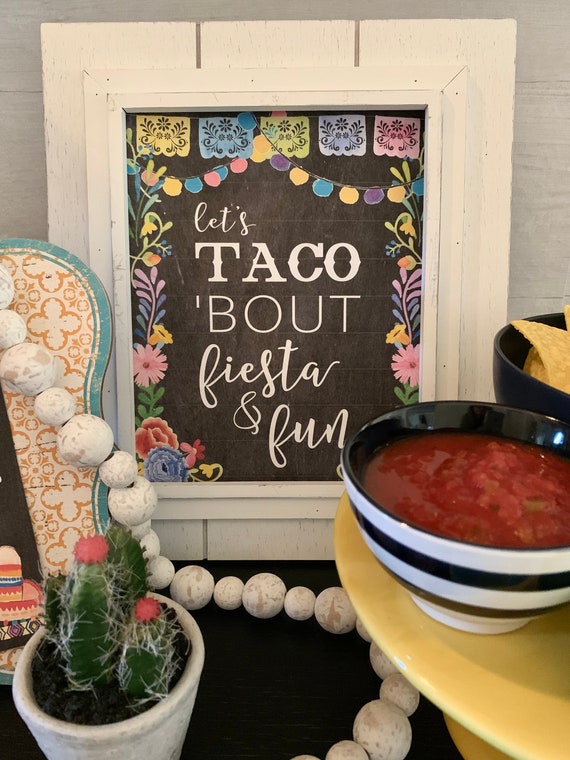 2 Printable Taco Bar Party Signs, Printable Fiesta Door Signs, Wall or ...