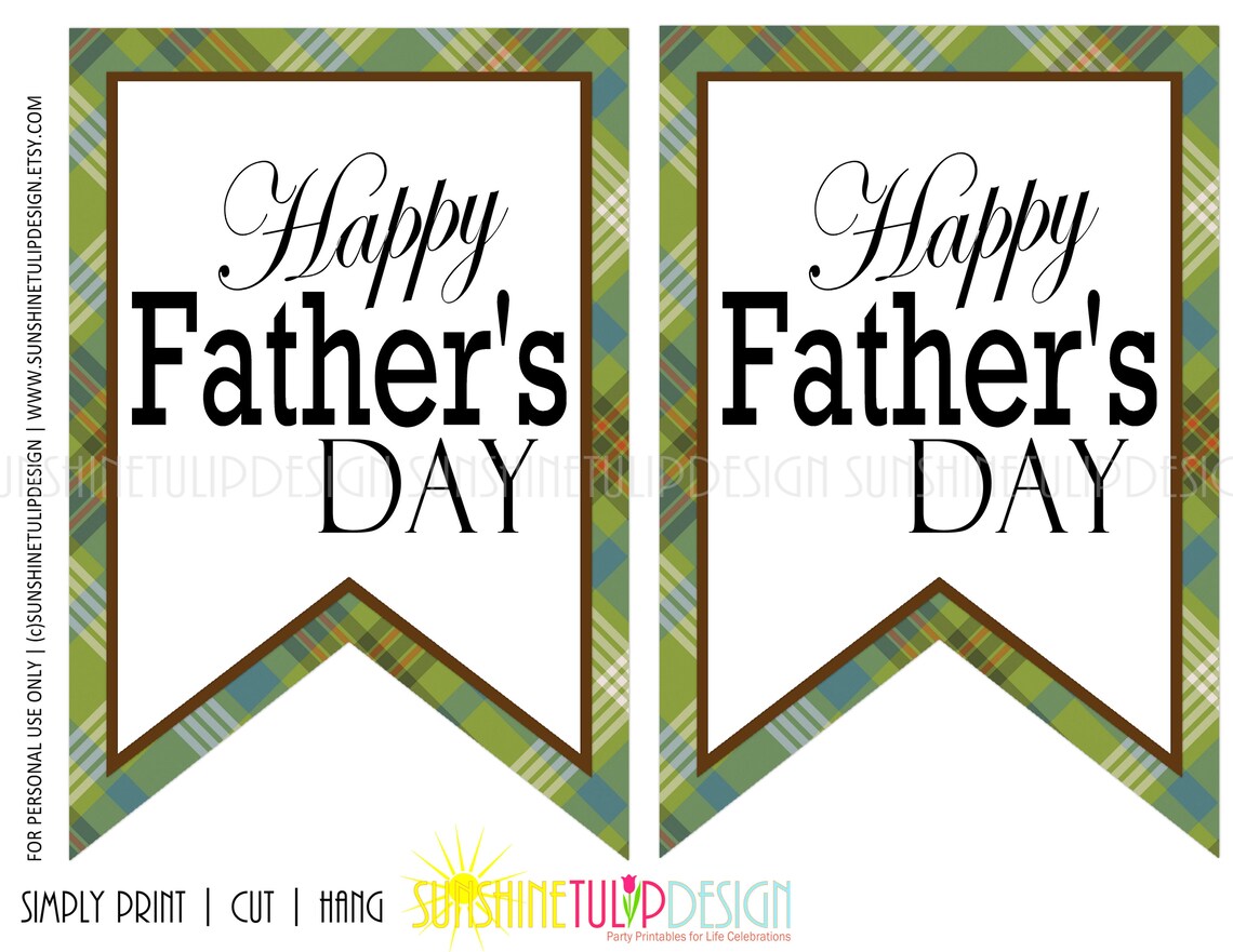 Printable Happy Father's Day Banner Printable Plaid We - Etsy