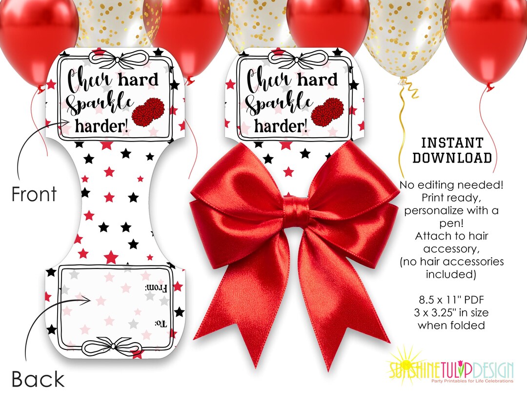 Cheer Hair Accessory Tags Printable | Cheer Hair Bow Tags | Scrunchie ...