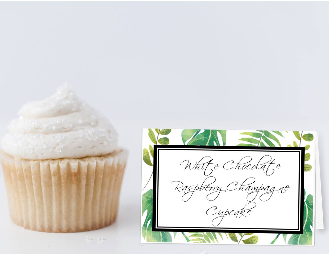 Printable Green and White Food Buffet Cards, Printable Party Table Tent ...