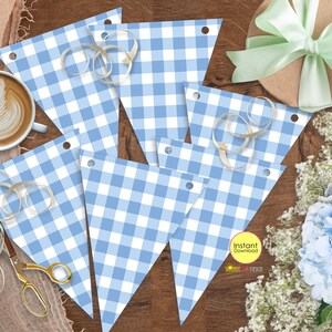 Printable Buffalo Plaid Banner | Light Blue Buffalo Plaid Banner ...