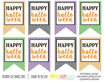 Printable HAPPY HALLOWEEN Party Favor Gift Tags by | Etsy