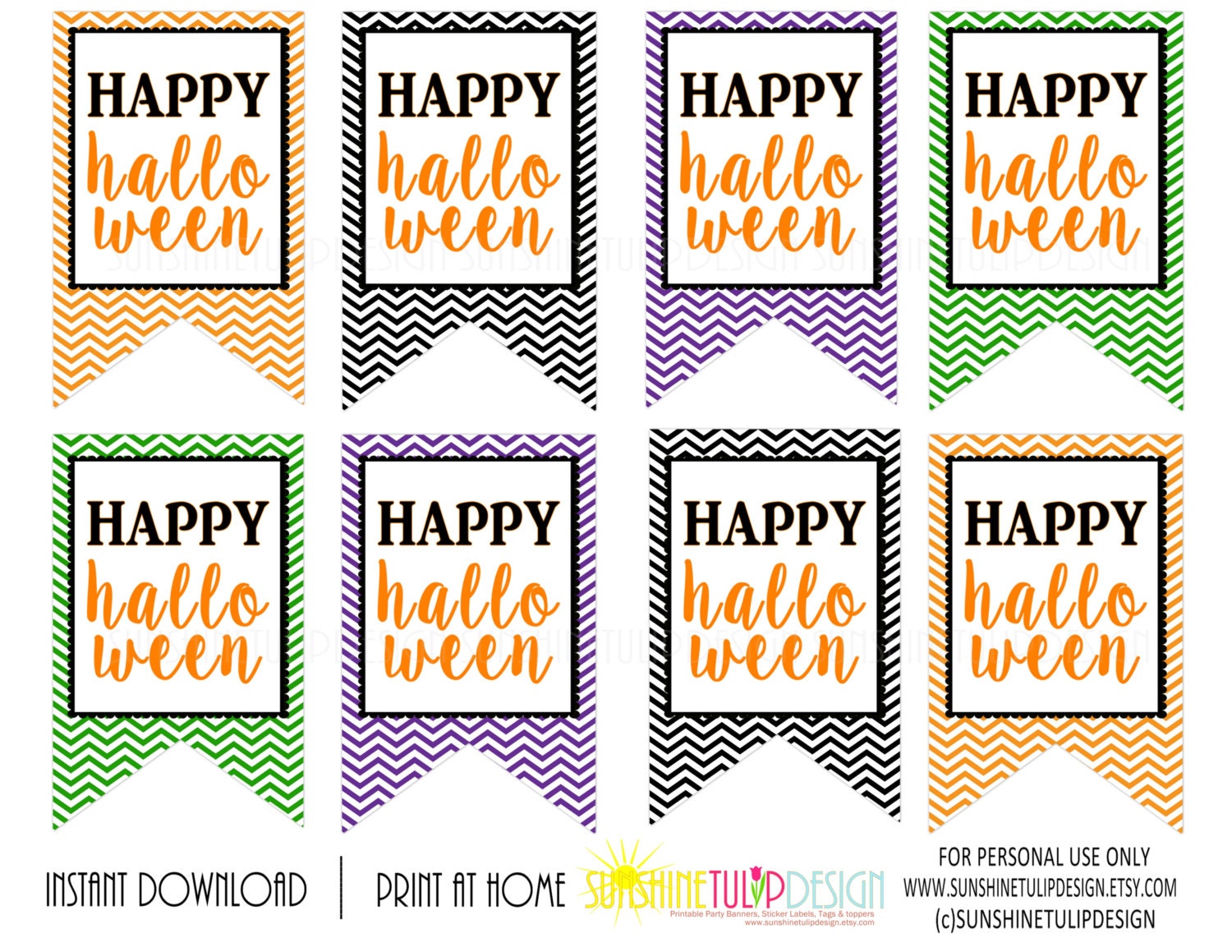 Printable HAPPY HALLOWEEN Party Favor Gift Tags by | Etsy