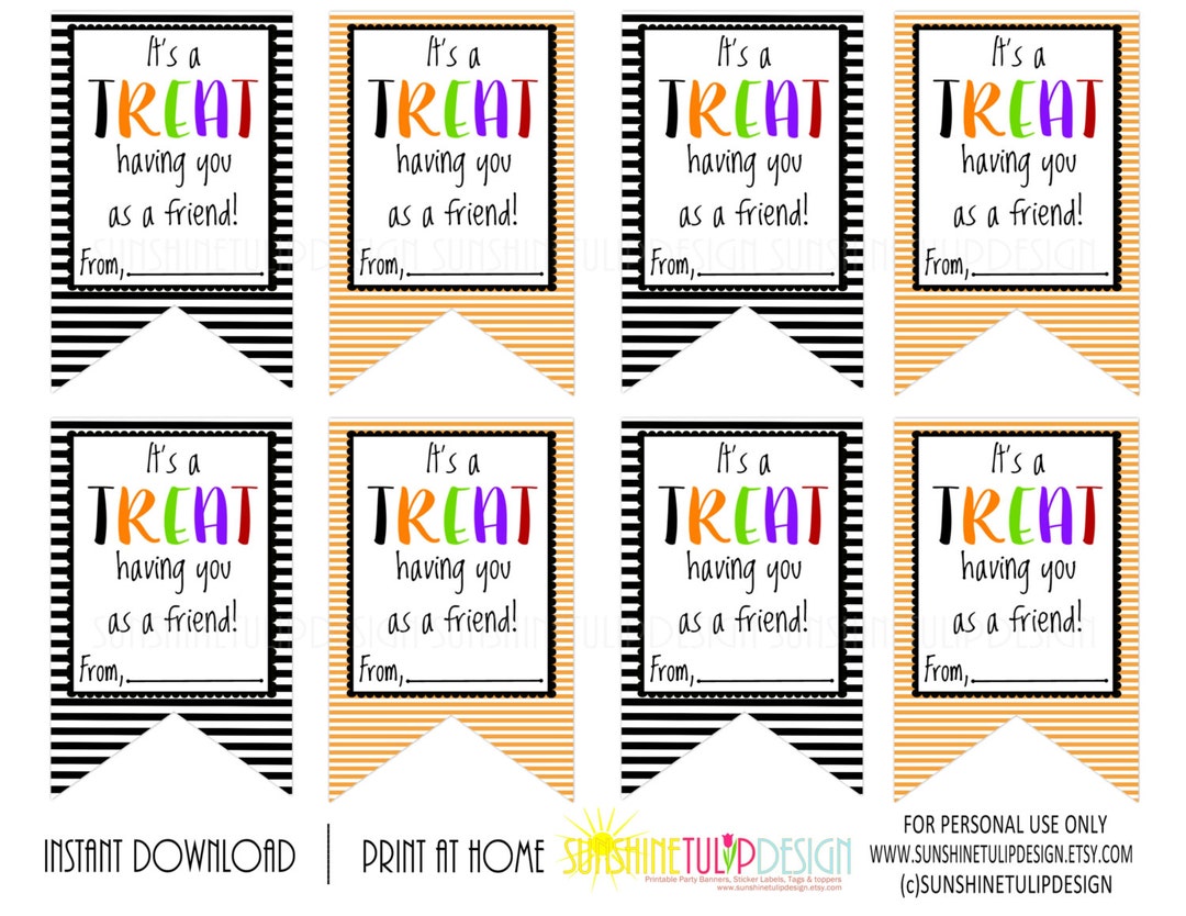 HALLOWEEN Printable Party Favor Gift Tags, It's a Treat Having You as a ...