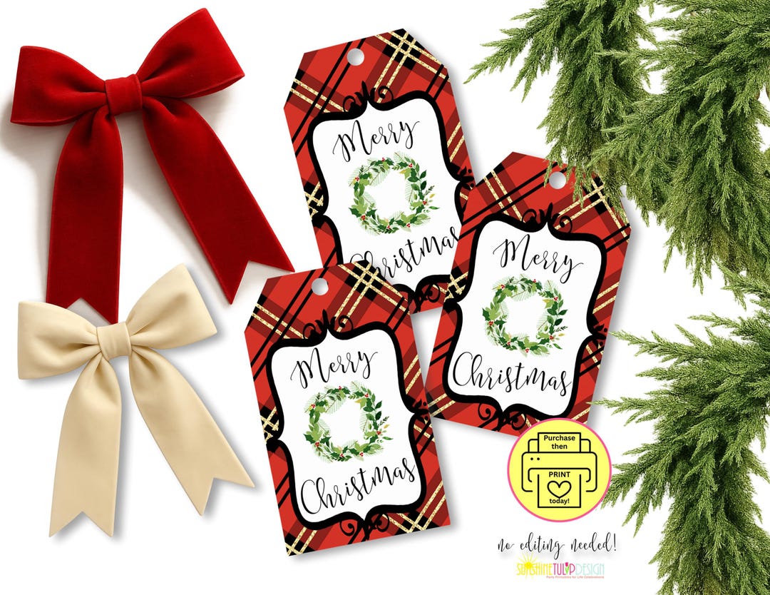 Printable Christmas Gift Tag | Printable Plaid Gift Tags | Tartan Plaid ...