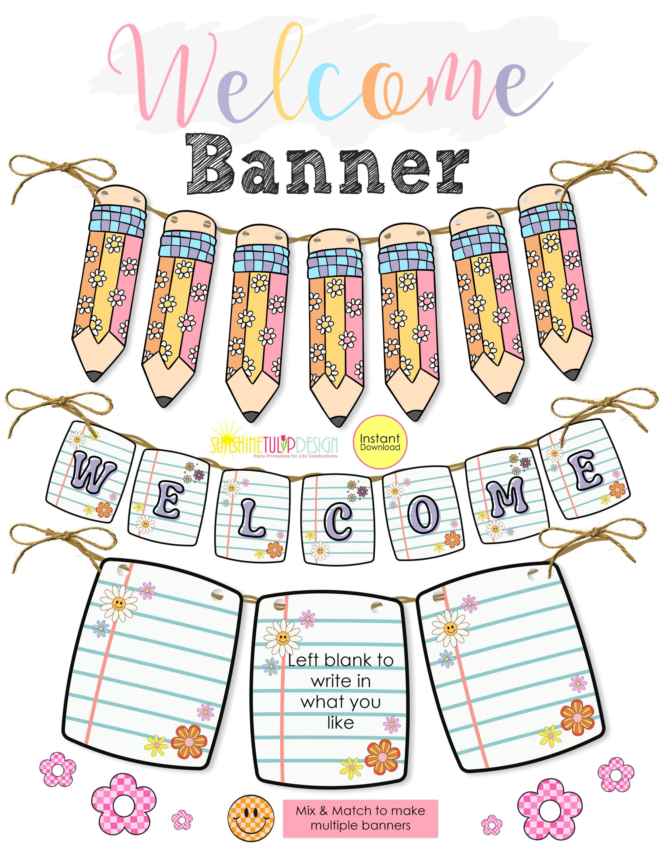Printable Welcome Back Banner | Printable Classroom Banner Decor | Back ...