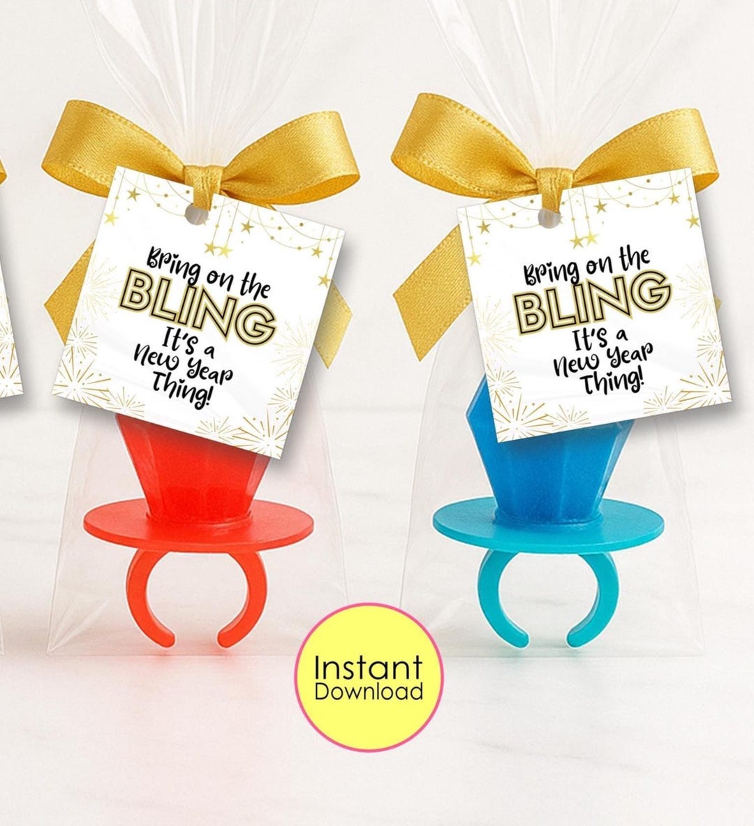 Bring on the BLING New Year Tag, NYE Party Favor Printable, Ring Pop ...