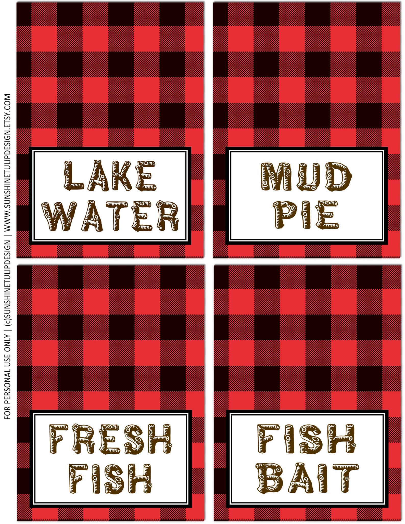 Printable Buffalo Check Campout Party Collection Printable - Etsy