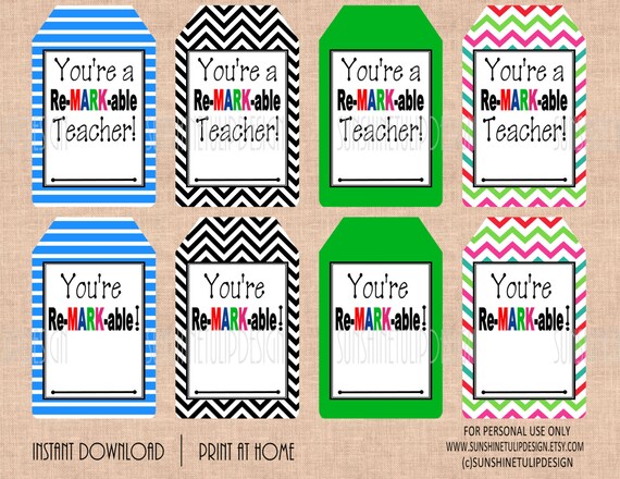 Teacher Appreciation You are ReMARKable Gift Tags by ...