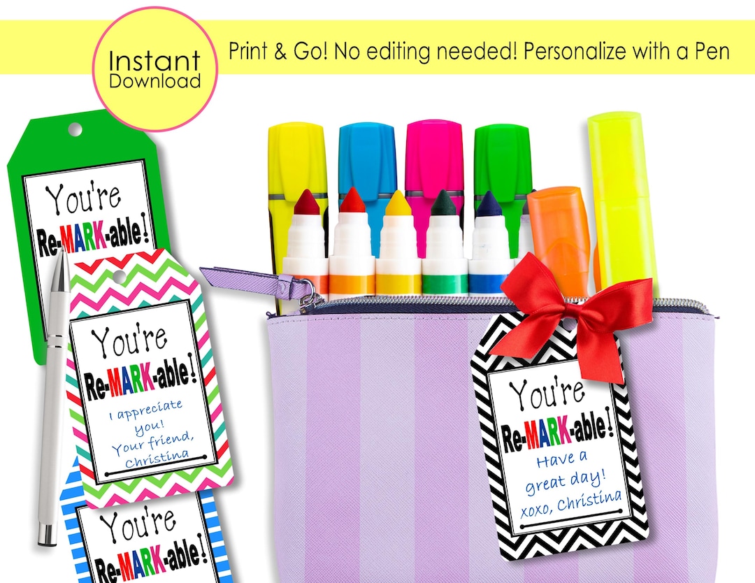 You Are Remarkable Gift Tag | Printable Teacher Gift | Staff ...