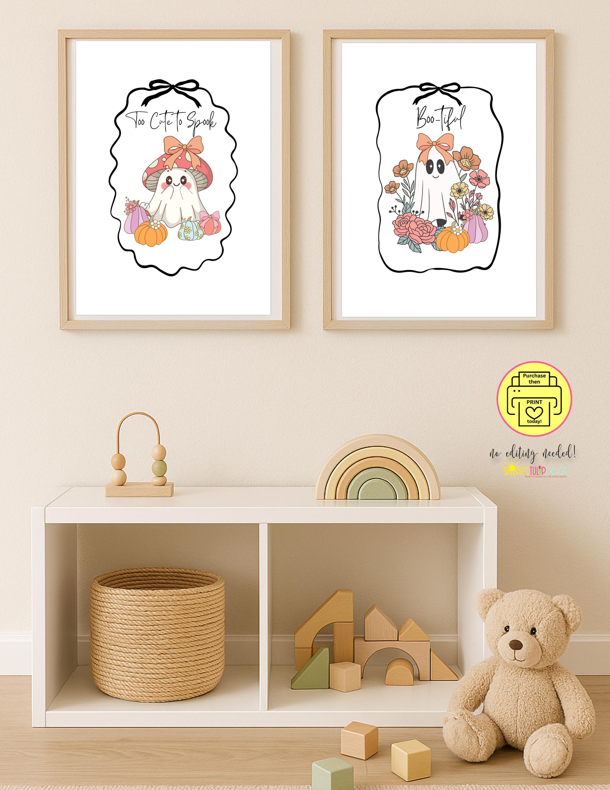 Too Cute to Spook Wall Art Set | Pastel Halloween Printable Decor ...