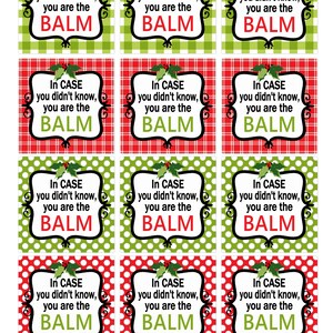 Printable Holiday You Are the Balm Tags, Teacher Appreciation Gift Tags ...