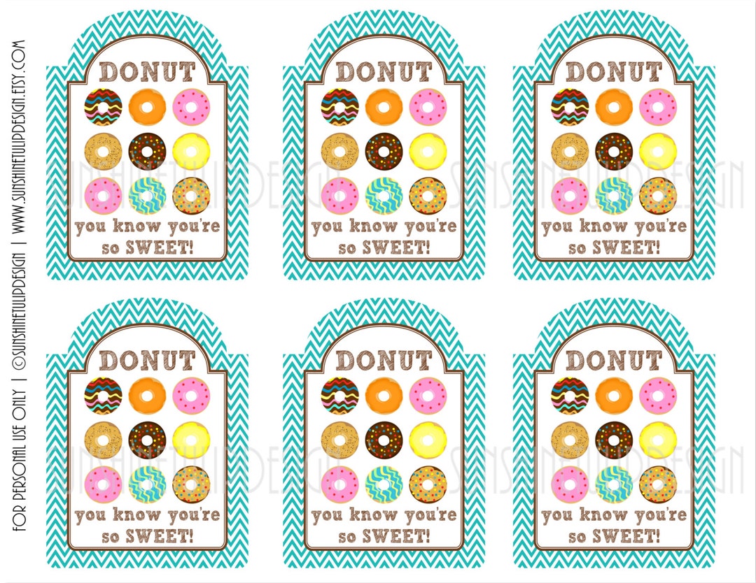 Printable DONUT You Know Teacher Appreciation Friendship Gift Tags by ...