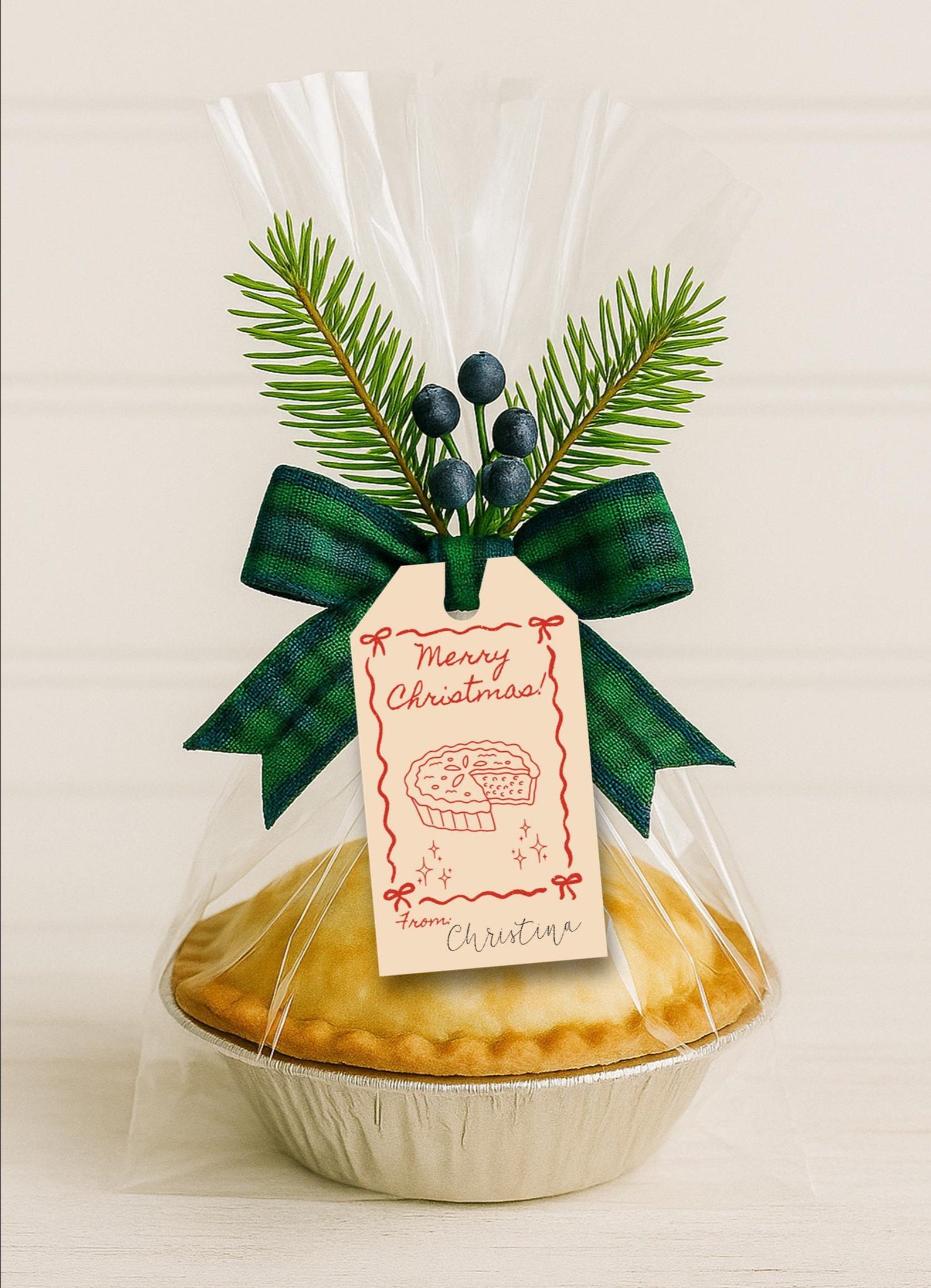 Printable Christmas Gift Tags, Pie Gift Tag, Baked Goods Christmas Tag ...