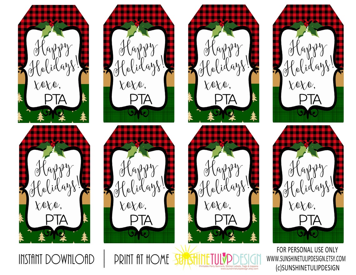Printable Holiday PTA Tags Christmas PTA Gift Tags Printable | Etsy