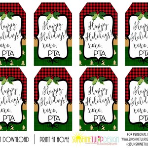 Printable Holiday PTA Tags, Christmas PTA Gift Tags, Printable Teacher ...